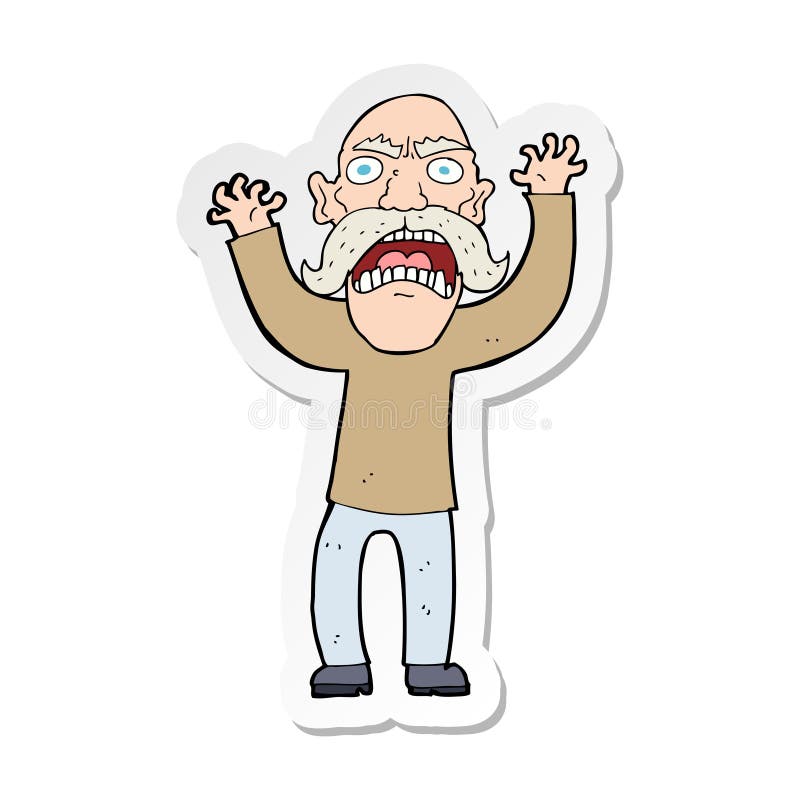 Sticker Man Male Angry Old Mean Annoyed Furious Cartoon Character ...
