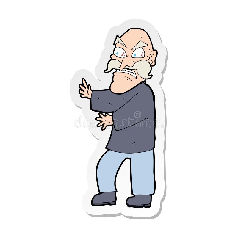 Sticker of a Cartoon Angry Old Man Stock Vector - Illustration of ...