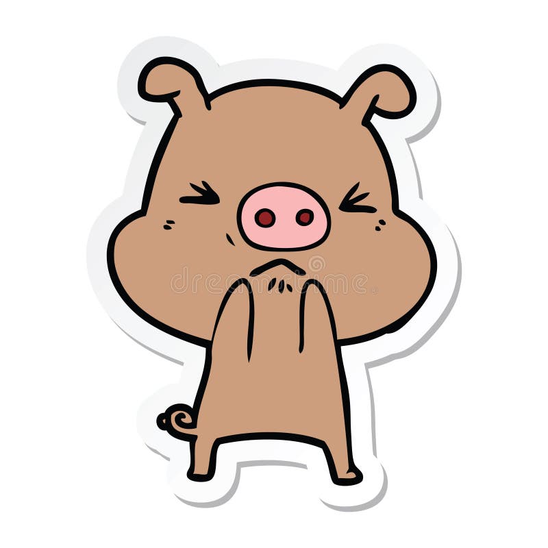 Sticker of a Cartoon Angry Pig Stock Vector - Illustration of icon ...