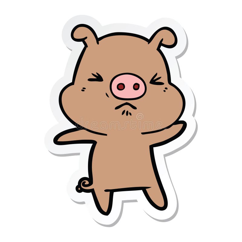 Sticker of a Cartoon Angry Pig Stock Vector - Illustration of quirky ...