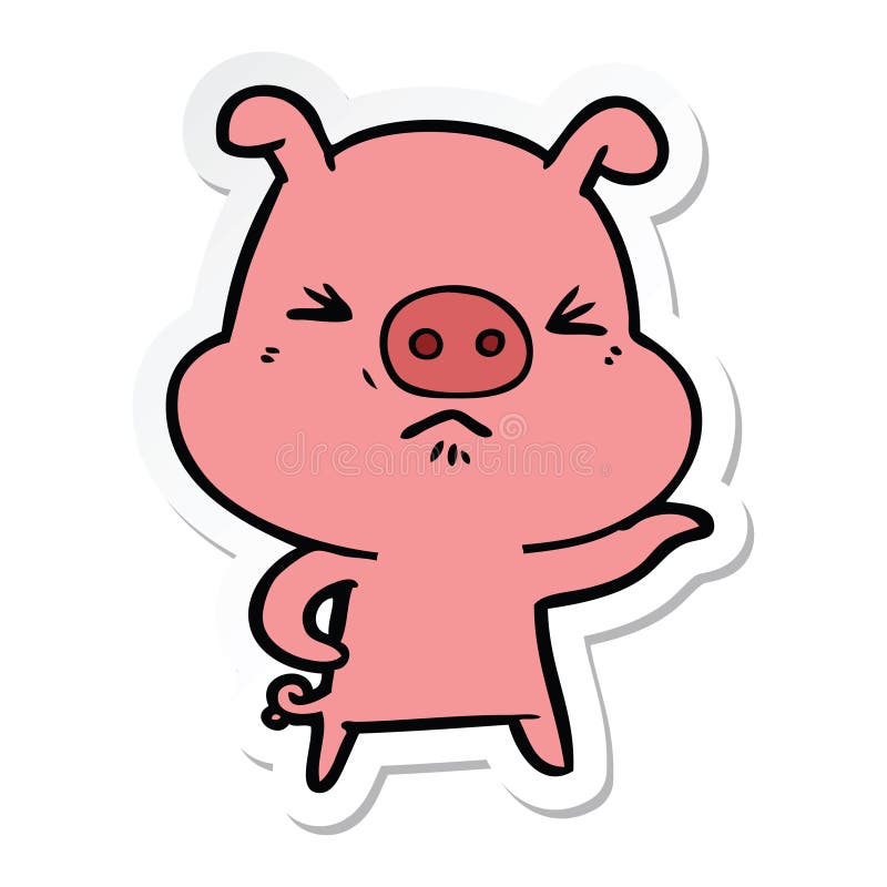Sticker of a Cartoon Angry Pig Stock Vector - Illustration of sticker ...