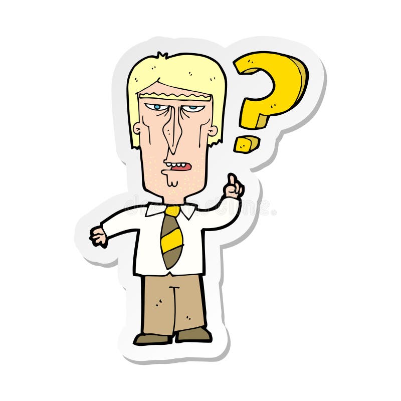 Sticker Man Male Asking Question Cartoon Art Illustration Artwork ...