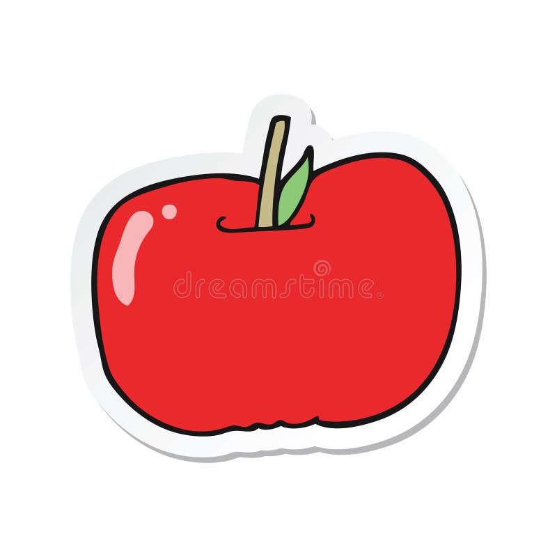 Sticker of a cartoon apple stock vector. Illustration of character ...