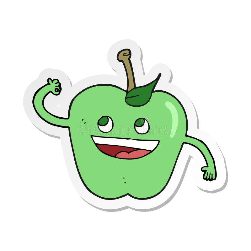 Sticker of a cartoon apple stock vector. Illustration of apple - 146122679