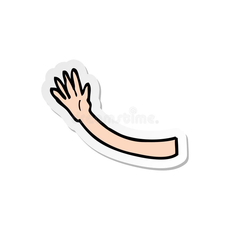 Sticker of a Cartoon Arm Gesture Stock Vector - Illustration of drawn ...