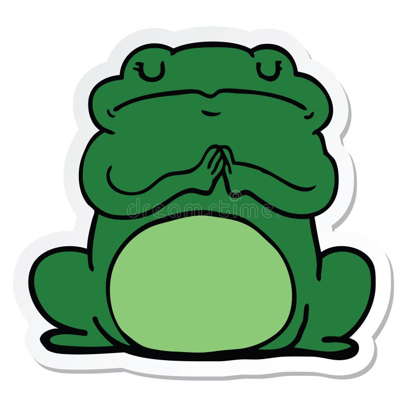 Arrogant Frog Toad Praying Animals Superior Cute Cartoon Sticker Label ...