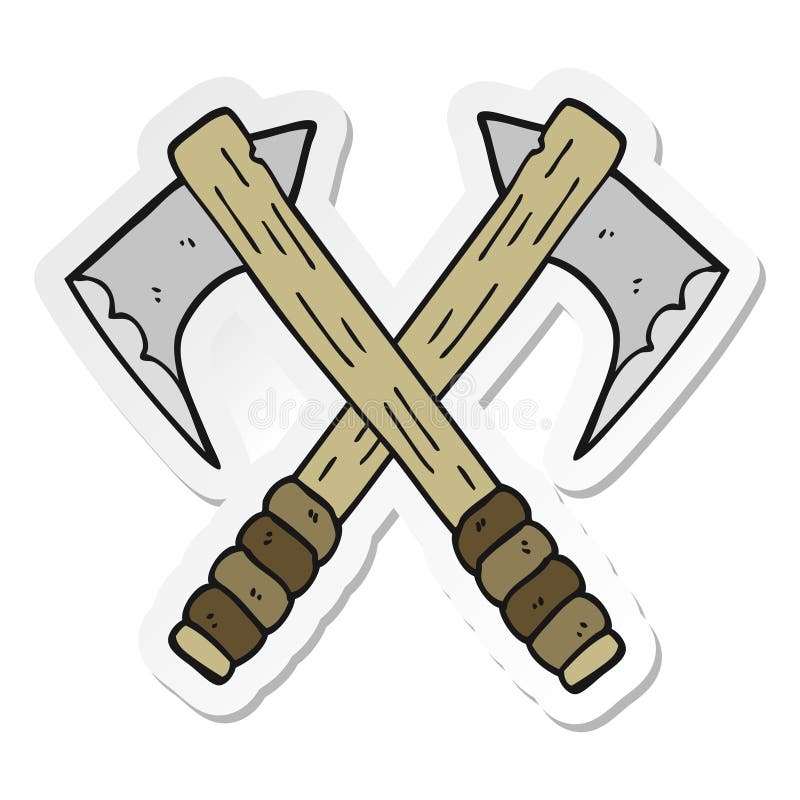 Sticker of a cartoon axes stock vector. Illustration of hand - 147611595