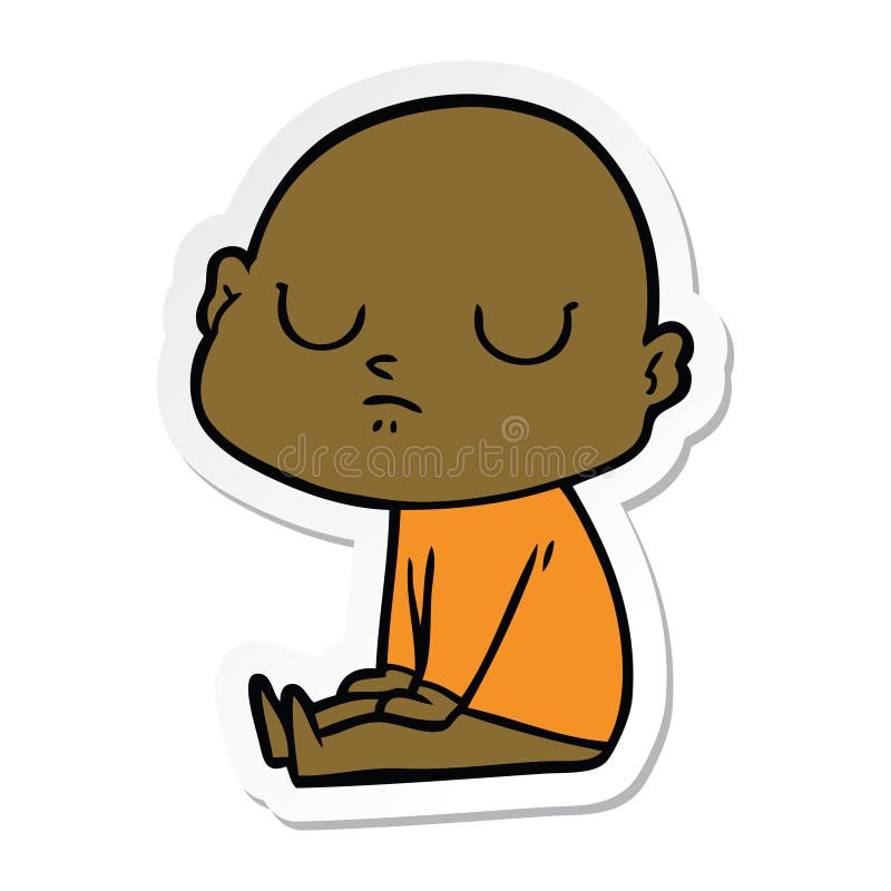 Sticker of a Cartoon Bald Man Stock Vector - Illustration of retro ...