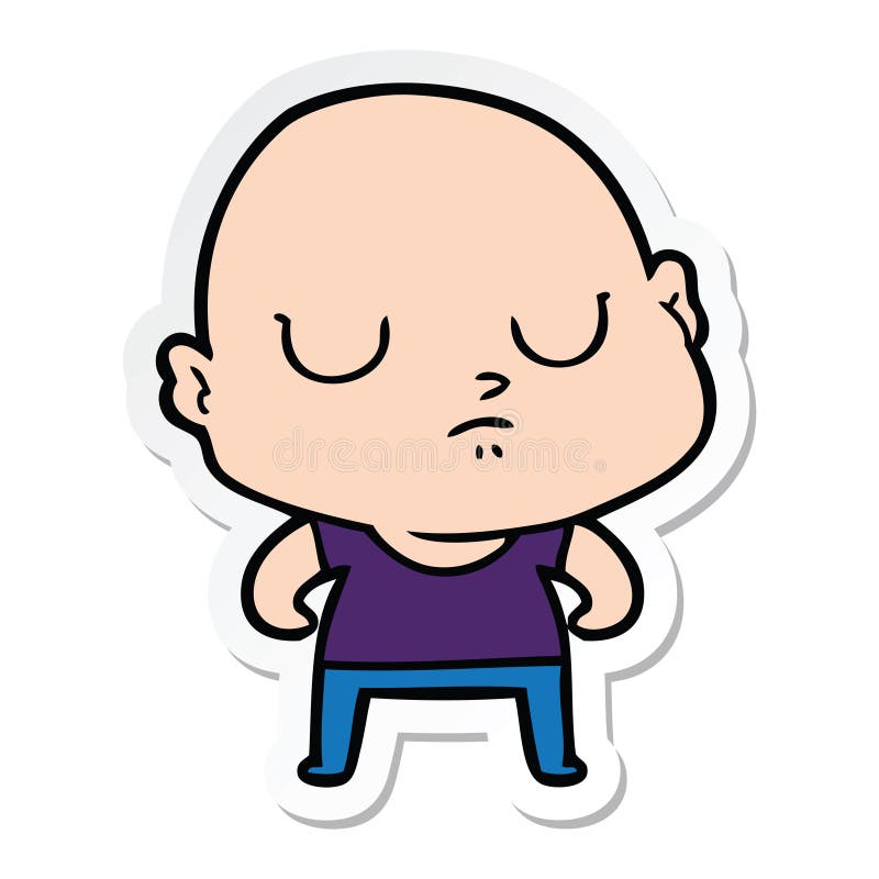 Sticker of a Cartoon Bald Man Stock Vector - Illustration of bald ...