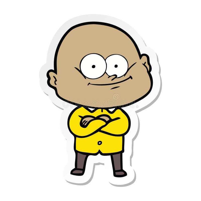 Sticker of a Cartoon Bald Man Staring Stock Vector - Illustration of ...