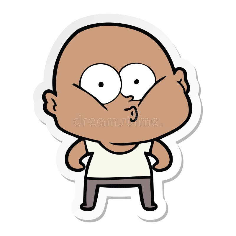 Sticker of a Cartoon Bald Man Staring Stock Vector - Illustration of ...