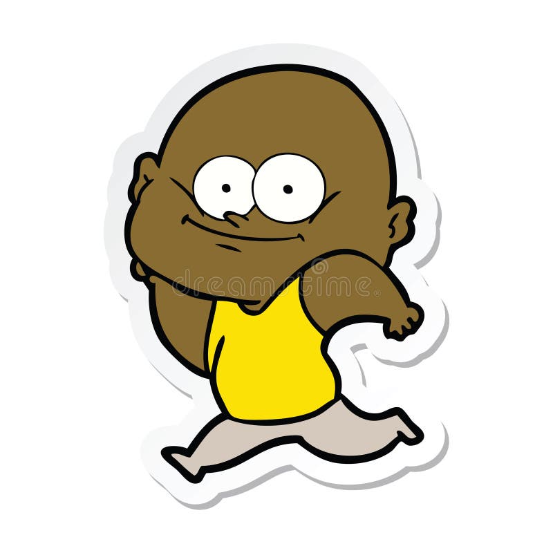 Sticker of a Cartoon Bald Man Staring Stock Vector - Illustration of ...