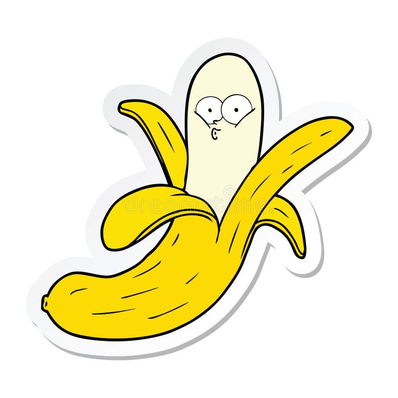 Sticker of a Cartoon Banana with Face Stock Vector - Illustration of ...