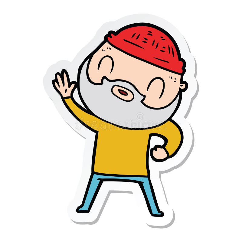 Sticker of a Cartoon Bearded Man Stock Vector - Illustration of funny ...
