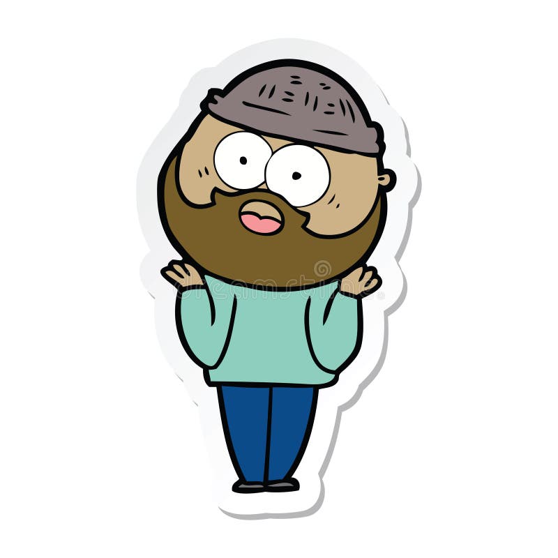 Sticker of a Cartoon Bearded Man Stock Vector - Illustration of icon ...