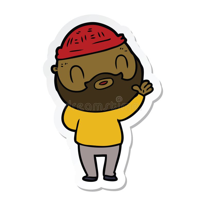Sticker of a Cartoon Bearded Man Stock Vector - Illustration of funny ...