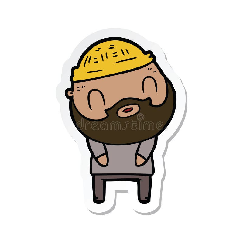 Sticker of a Cartoon Bearded Man Stock Vector - Illustration of ...