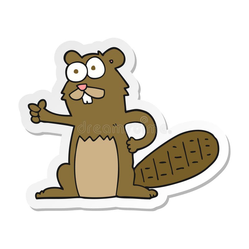 Sticker of a Cartoon Beaver Stock Vector - Illustration of retro, sign ...