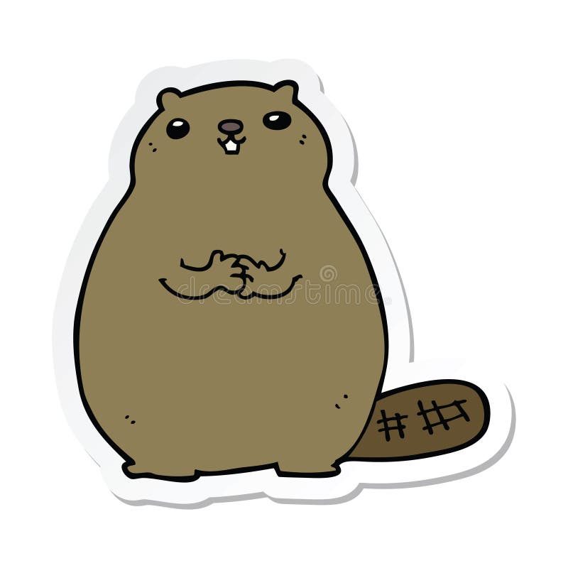 Sticker of a Cartoon Beaver Stock Vector - Illustration of sticker ...