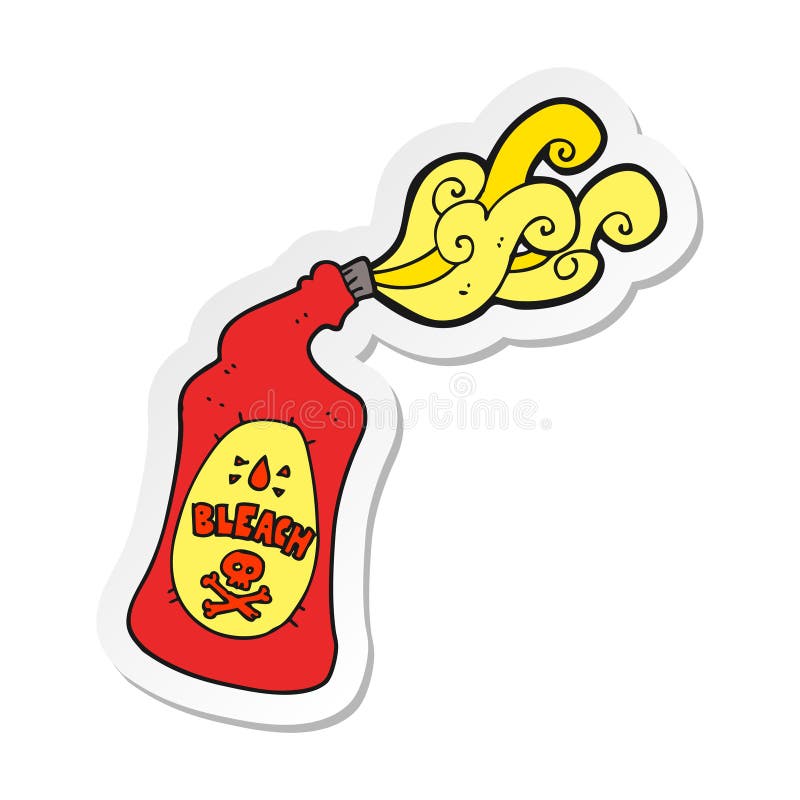 Sticker of a Cartoon Bleach Bottle Squirting Stock Vector ...