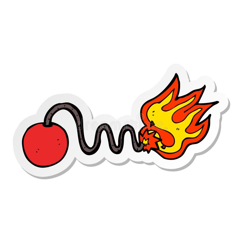 Sticker of a Cartoon Bomb with Burning Fuse Stock Vector - Illustration ...