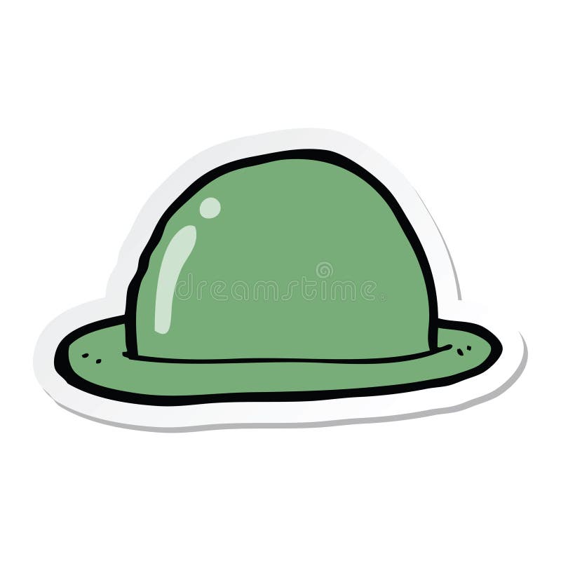 Sticker of a Cartoon Bowler Hat Stock Vector - Illustration of drawing ...