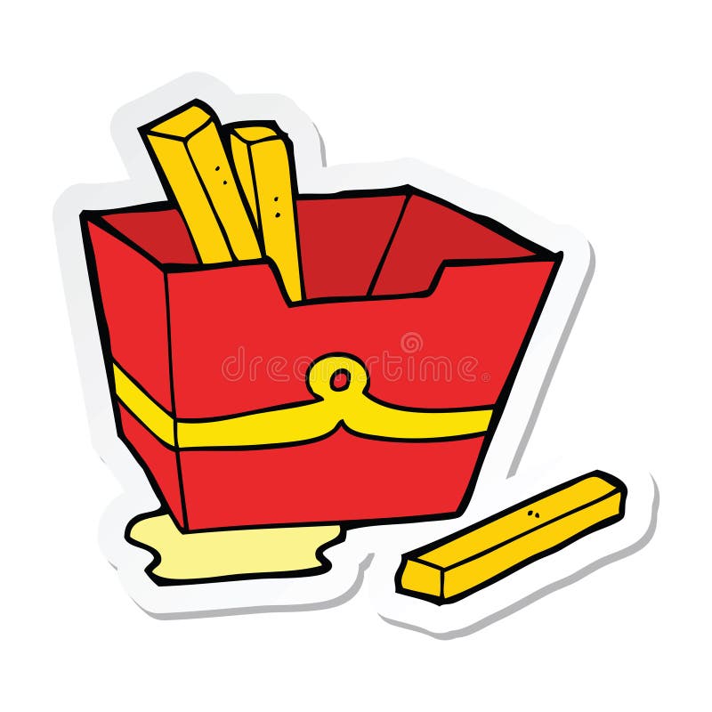 Sticker of a Cartoon Box of Fries Stock Vector - Illustration of ...