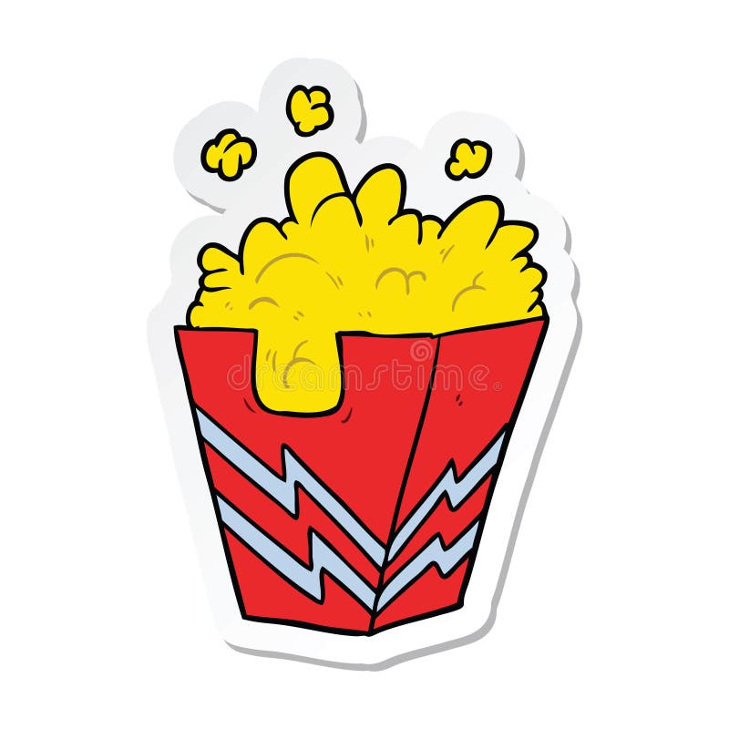Sticker of a Cartoon Box of Popcorn Stock Vector - Illustration of ...