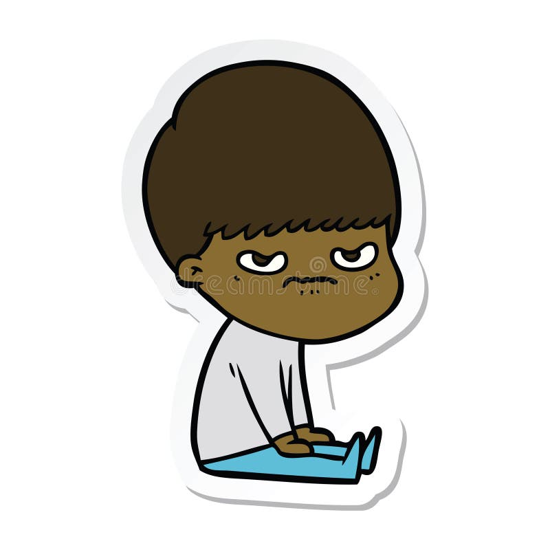 Sticker of a cartoon boy stock vector. Illustration of drawing - 147735892