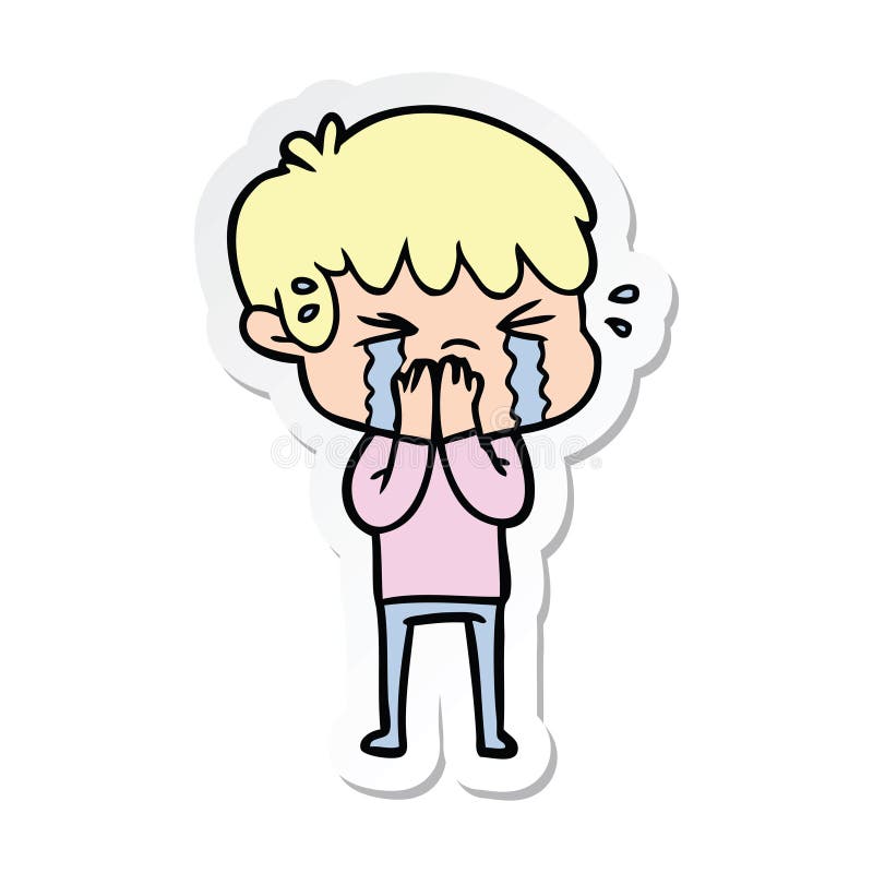 Sticker of a Cartoon Boy Crying Stock Vector - Illustration of stick ...