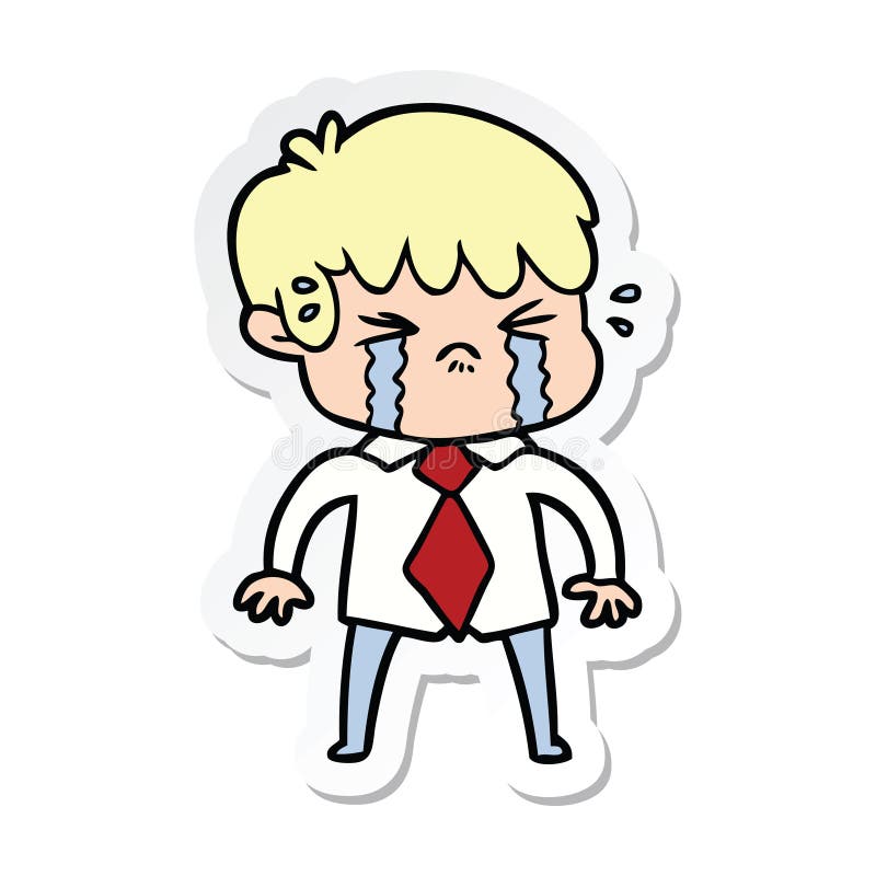 Sticker of a Cartoon Boy Crying Stock Vector - Illustration of crying ...