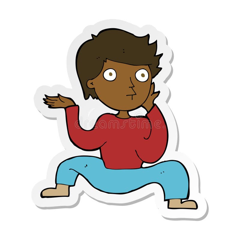 Sticker of a Cartoon Boy Doing Crazy Dance Stock Vector - Illustration ...