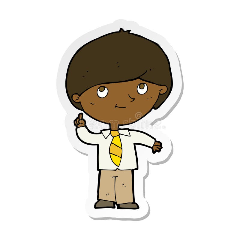 Sticker of a Cartoon Boy with Idea Stock Vector - Illustration of ...