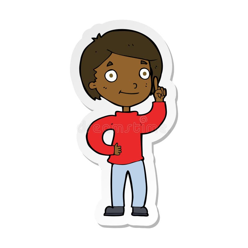 Sticker of a Cartoon Boy with Idea Stock Vector - Illustration of male ...