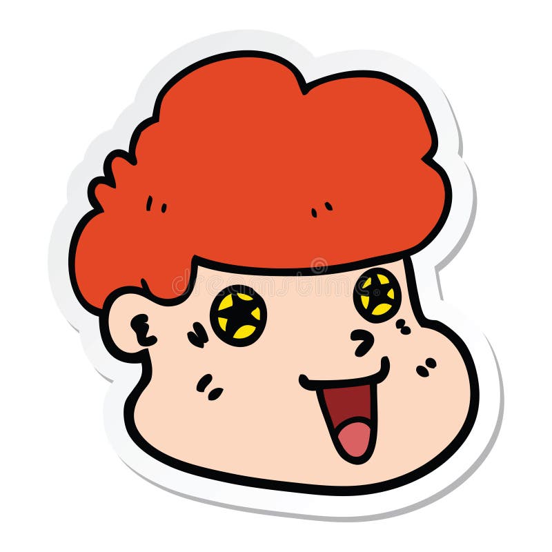 Sticker of a Cartoon Boy S Face Stock Vector - Illustration of retro ...