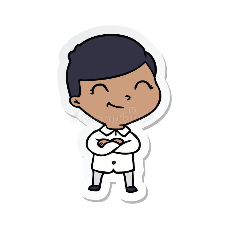 Sticker of a Cartoon Boy Smiling Stock Vector - Illustration of ...