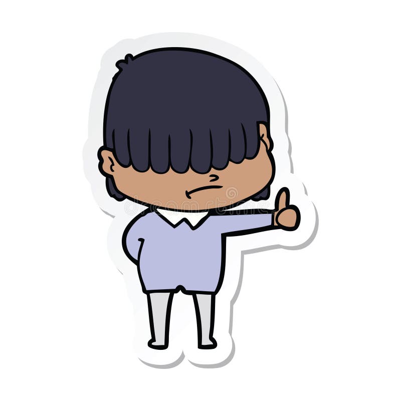 Sticker of a Cartoon Boy with Untidy Hair Stock Vector - Illustration ...