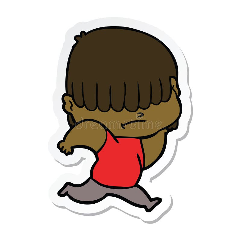 Sticker of a Cartoon Boy with Untidy Hair Stock Vector - Illustration ...