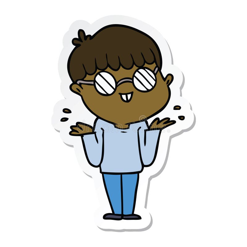 Sticker of a Cartoon Boy Wearing Spectacles Stock Vector - Illustration ...