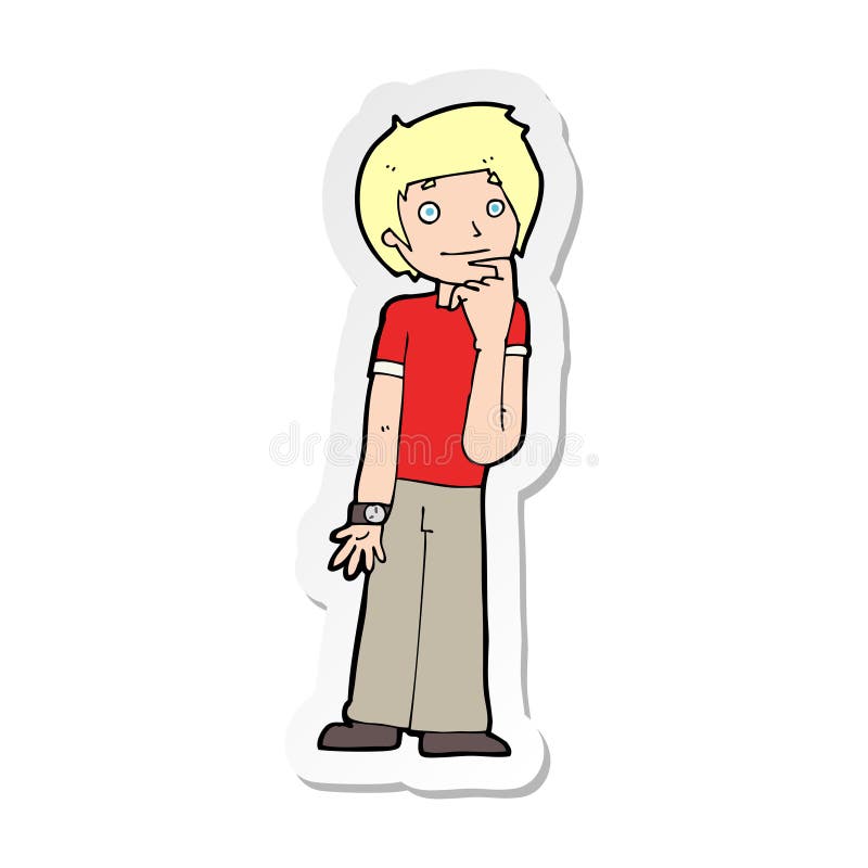 Sticker Man Male Boy Wondering Thinking Considering Cartoon Character ...