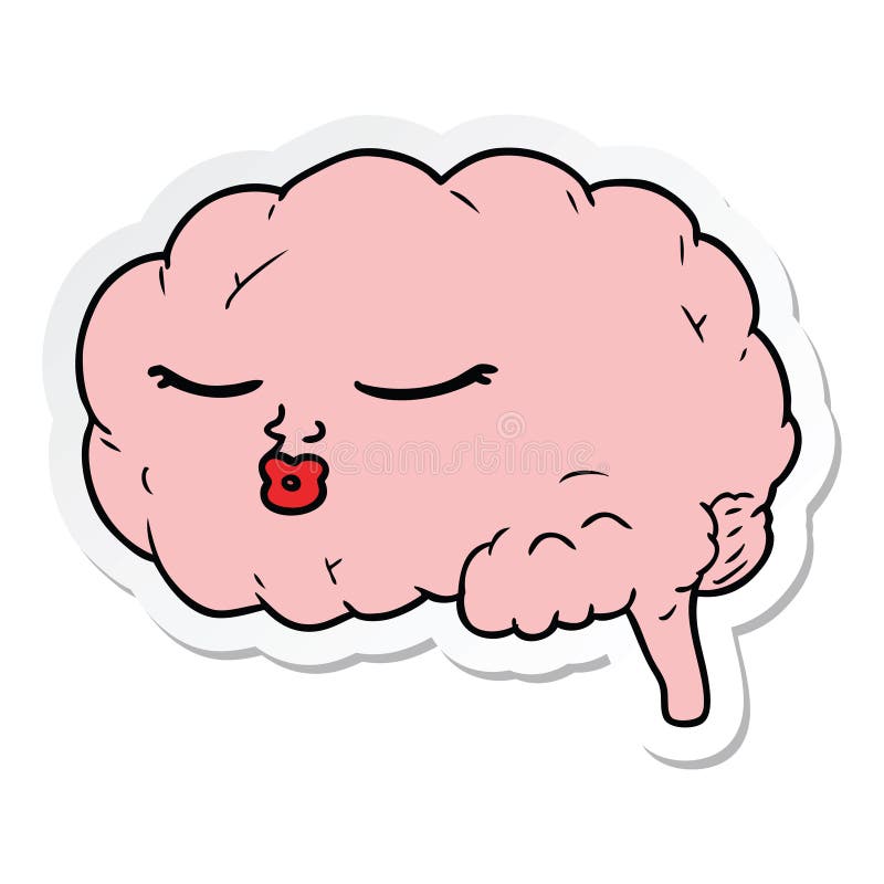 Sticker of a cartoon brain stock vector. Illustration of decal - 147630179