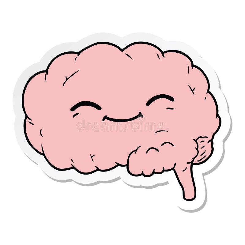 Sticker of a cartoon brain stock vector. Illustration of organ - 147736909