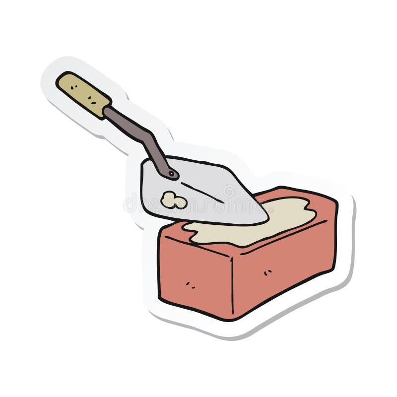 Sticker of a Cartoon Bricklaying Stock Vector - Illustration of funny ...
