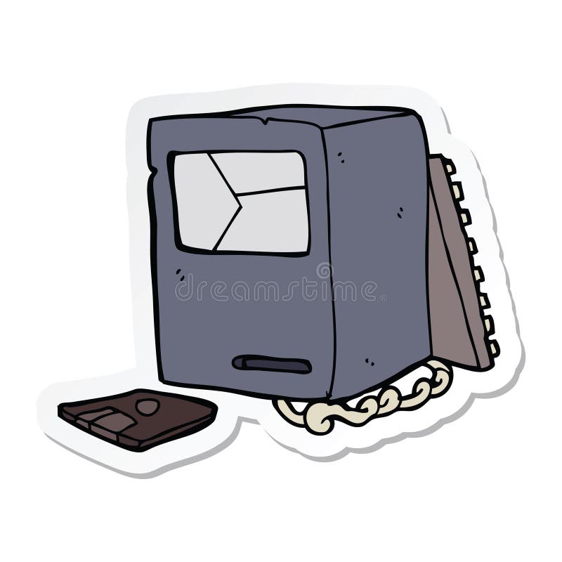 Sticker of a Cartoon Broken Old Computer Stock Vector - Illustration of ...