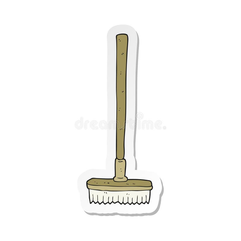 Sticker of a cartoon broom stock vector. Illustration of brush - 147739461