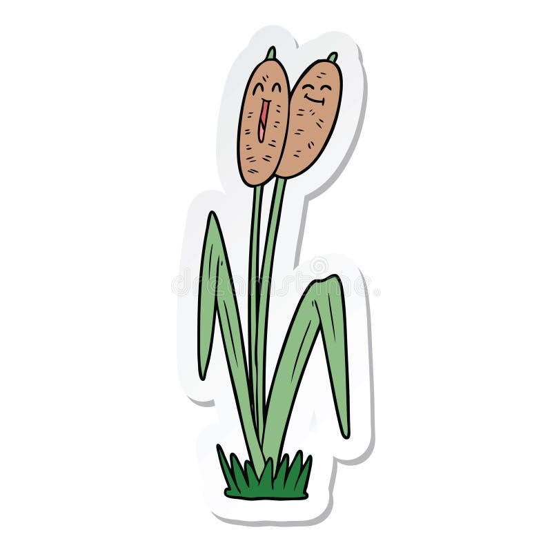 Sticker of a Cartoon Bullrush Stock Vector - Illustration of quirky ...