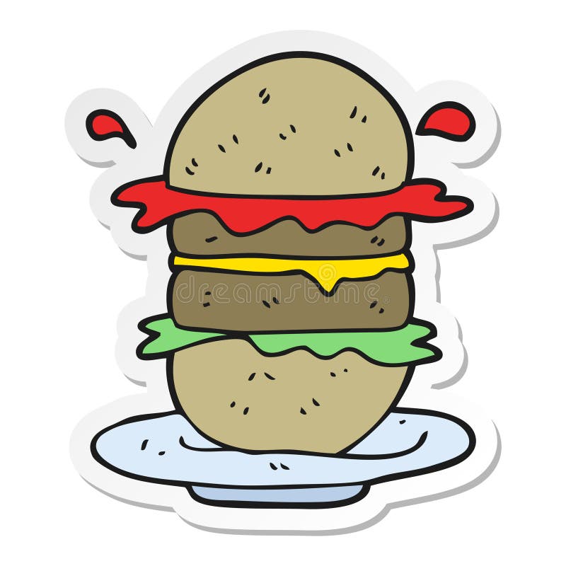 Sticker of a Cartoon Burger Stock Vector - Illustration of food ...