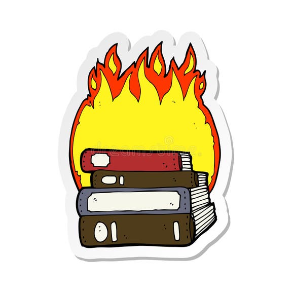 Sticker of a Cartoon Burning Books Stock Vector - Illustration of ...