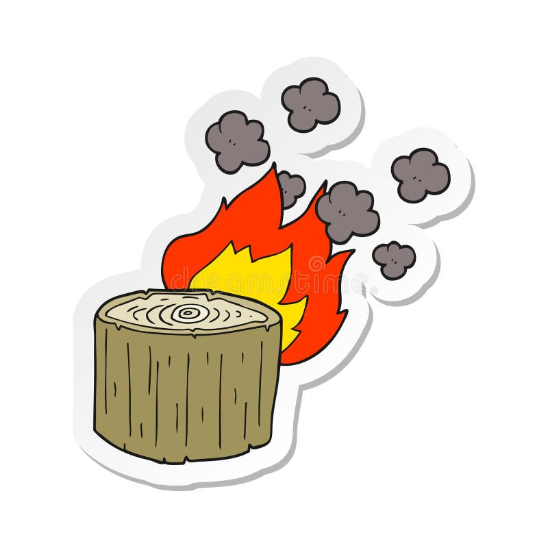 Sticker of a Cartoon Burning Log Stock Vector - Illustration of crazy ...
