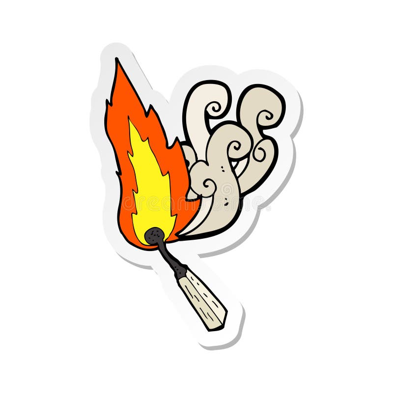 Sticker of a Cartoon Burning Match Stock Vector - Illustration of silly ...
